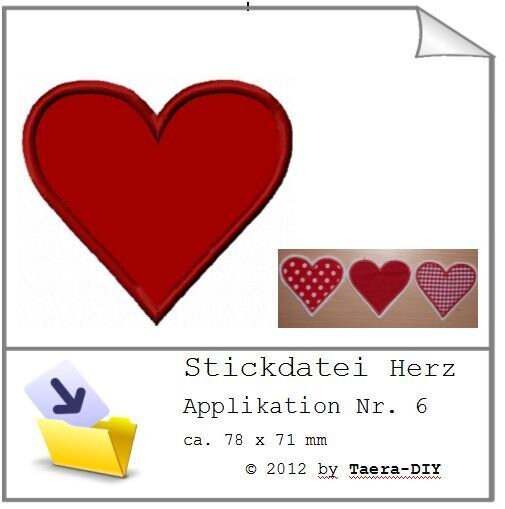Stickdatei Applikation Herz Nr. 6 – Taeradesign