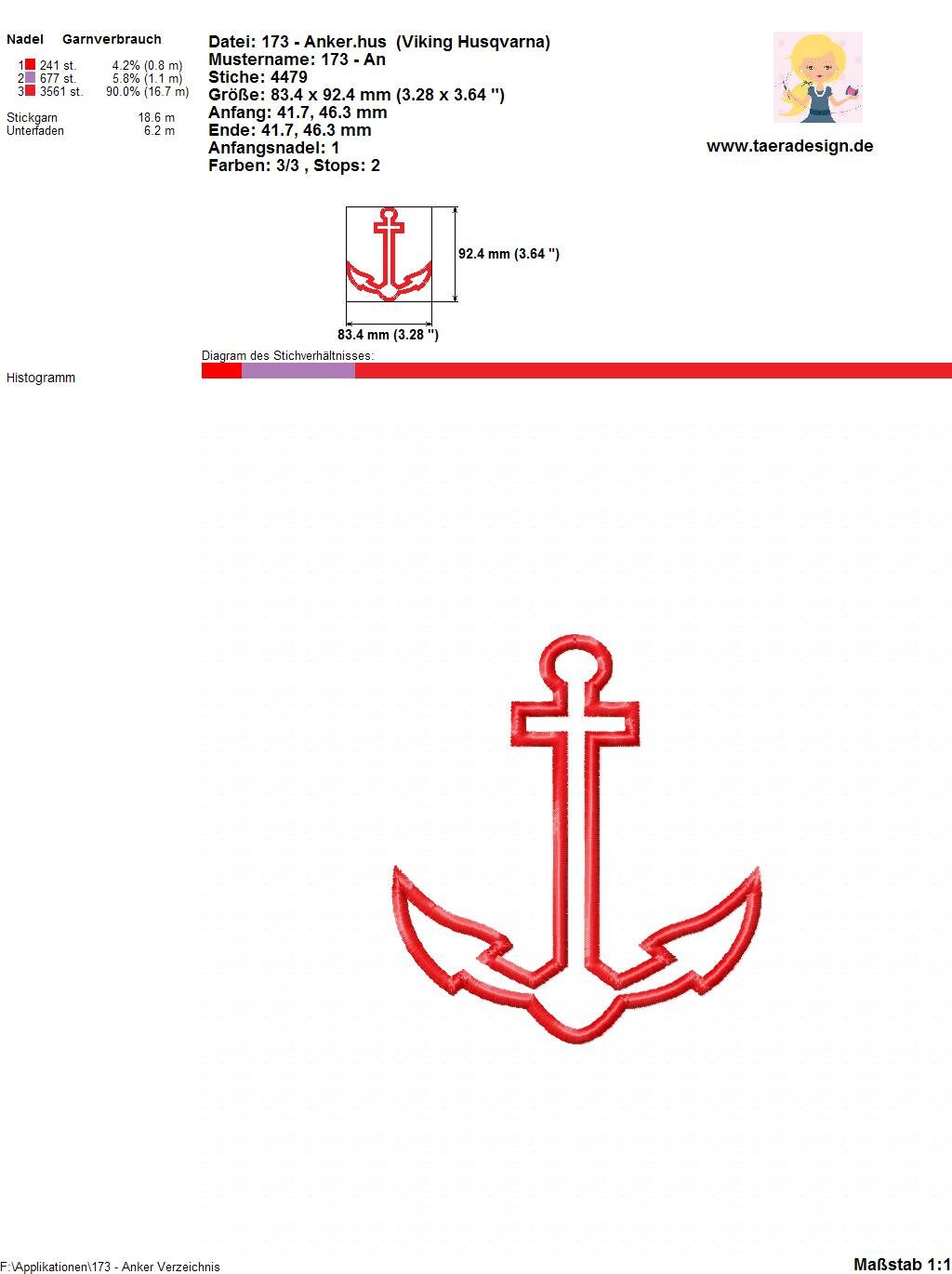Stickdatei Anker Nr. 173 – Taeradesign