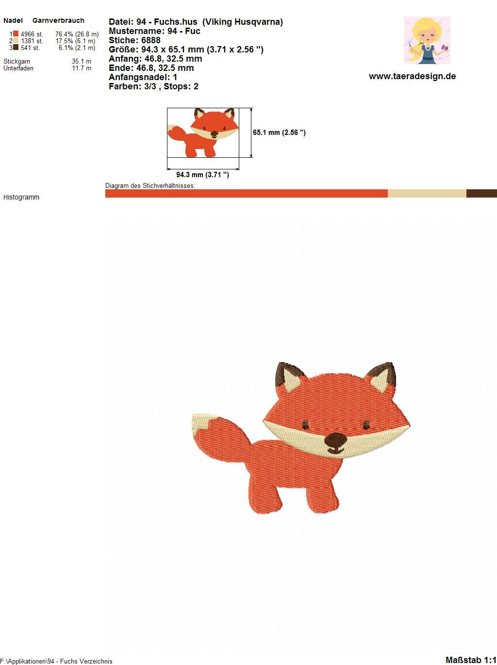 Stickdatei Fuchs Nr. 94 – Taeradesign