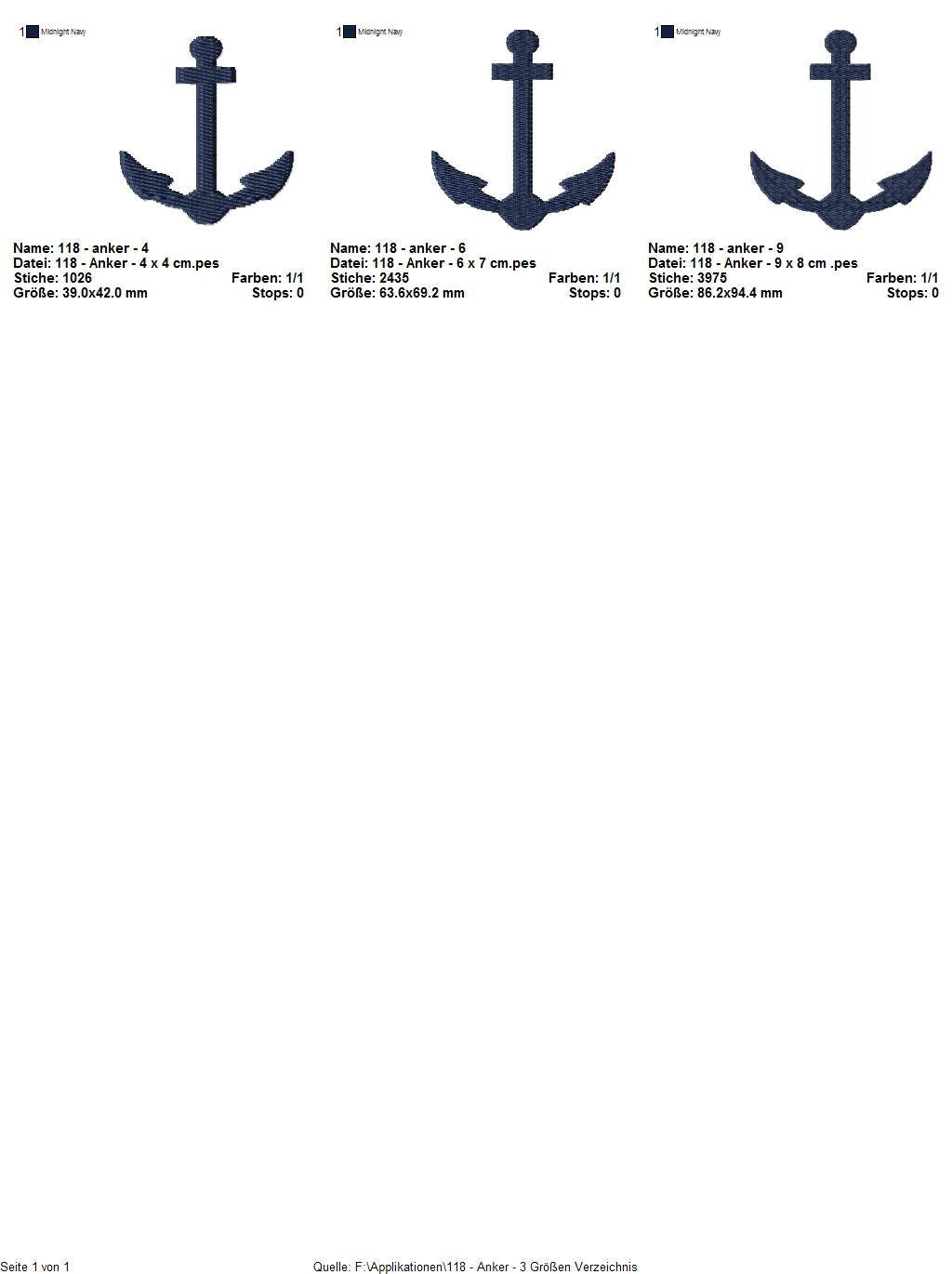 Stickdatei Anker in 3 Größen Nr. 118 – Taeradesign